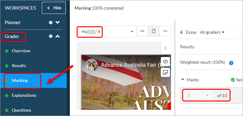 Inspera marking navigation (Original) - eLearning - University of Queensland